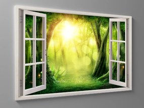 Liox Obraz okno pohádkový les Rozměr: 120 x 80 cm