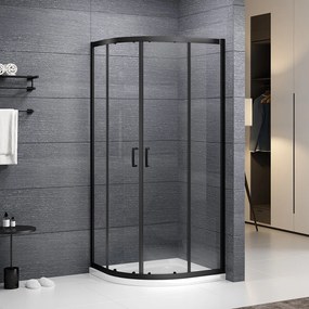 Čtvrtkruhový sprchový kout s posuvnými dveřmi ALBIS BLACK 1900 mm 770–790 400 Transparent S Černý elox ALBIS BLACK/800 N0786