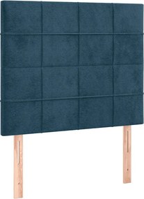 Box spring postel s matrací a LED tmavě modrá 90x200 cm samet 3136105