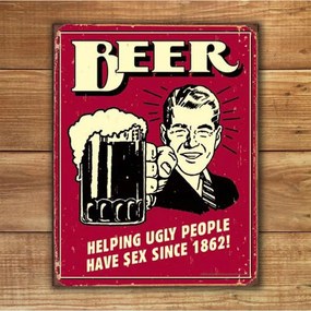 Plechová cedule Beer - Ugly People 40 cm x 32 cm