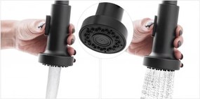 Erga Deral, dřezová baterie s flexibilním ramenem h-525, černá matná, ERG-YKA-BZ.DERAL-BLK