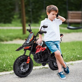 Dětská elektrická motorka AIYAPLAY křížový motocykl pod licencí Aprilia se 2 motory 12V, max. rychlost 6 km/h, tréninková kolečka, pružinové odpružení