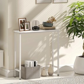 HOMCOM Konzolový stolek do předsíně s nastavitelnými nožičkami, ochranou proti převrácení 75 x 24 x 76 cm pro malý prostor, bílý