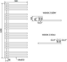 Mexen Neptun, elektrické topné těleso 1200 x 500 mm, 600 W, chromová, W101-1200-500-2600-01