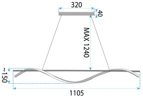 Toolight Toolight, LED závěsná lampa 120cm, 27W, 3000K, LHJ019-CP, černá, OSW-50004