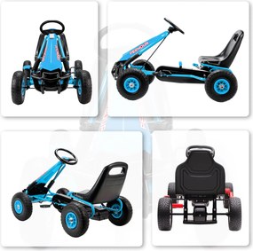 AIYAPLAY Pedálový gokart pro děti, výškově nastavitelné sedadlo, EVA kola, brzda, spojka, 3-8 let, modrá