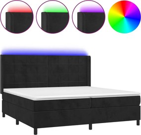 Box spring postel s matrací a LED černá 200x200 cm samet 3139585