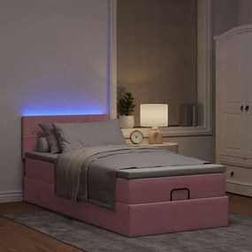 Osmanská postel s matrací &amp; LED růžová 80x200cm samet 3312589