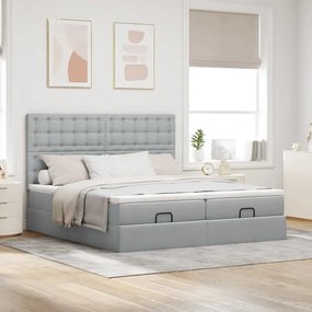 Osmanský rám postele s matrací světle šedá 160x200cm textil 3313727