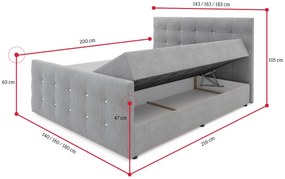Čalouněná postel boxspring KLEO + topper, 180x200, cosmic 10