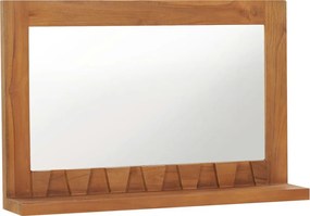 vidaXL Nástěnné zrcadlo s policí 60 x 12 x 40 cm masivní teakové dřevo [289071]