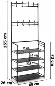Věšák na kabáty s botníkem HANI černý