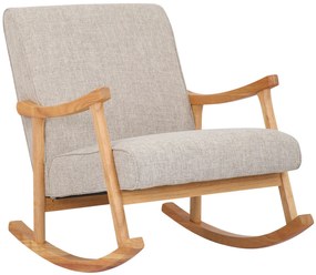 Houpací křeslo židle Morelia ~ látka, dřevěné nohy natura - Krémová