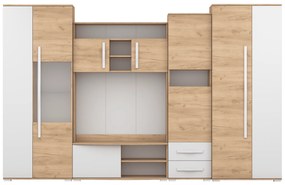 IDZ Obývací stěna LAURA, 320 cm Zlatý dub / Bílá