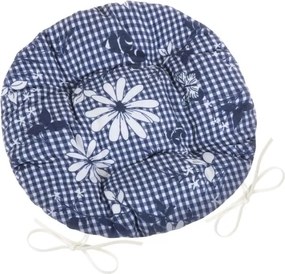 Bellatex Sedák DITA kulatý prošívaný průměr 40 cm Kostička Modrá