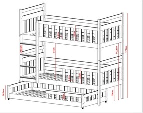 Legno Dětská patrová postel Oliva borovice Rozměr (cm): 80x160