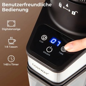 Costway Elektrický mlýnek na kávu s kónickým mlýnkem mlýnek na espresso s 60