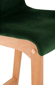 Barová židle Hoover samet přírodní konstrukce – zelená