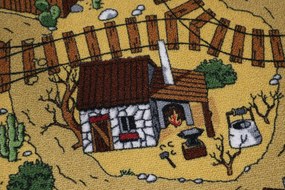AladinWorld Expres, Dětský metrážový koberec Western, na míru, šíře 4m, vícebarevná, filc, dětský pokoj