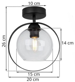 Stropní svítidlo HAGA RING, 1x transparentní skleněné stínítko