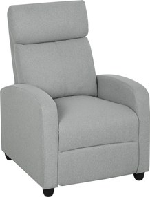 HOMCOM Relaxační křeslo, nastavitelné 135°, vysouvací podnožka, polstrovaná opěradla, lněný/polyester, světle šedá