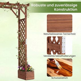 Costway Dřevěný zahradní oblouk s 2 truhlíky Růžový oblouk s mříží