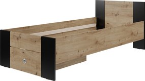 XXXLutz POSTEL, černá, dub artisan Carryhome - Jednolůžkové postele - 002698010306
