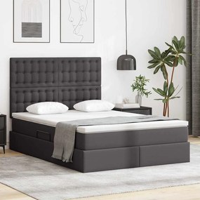 Postel s úložným prostorem s čelo Šedá 140 x 190 cm Umělá kůže 3371667