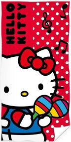 Bavlněná plážová osuška Hello Kitty - motiv Malá hudebnice - 100% bavlna - 70 x 140 cm