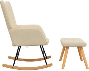 Houpací křeslo se stoličkou krémově textil 328020