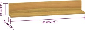 vidaXL Nástěnné police 2 ks 60 x 10 x 10 cm masivní teakové dřevo [338259]