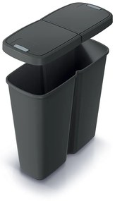 PRO Odpadkový koš COMPACTA Q DUO recyklovaný černý s černým víkem, objem 50l