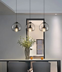 Toolight - závěsná skleněná svítilna s kouřového skla E27 60W APP1027-1CP, černá, OSW-01154