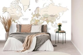 Samolepící tapeta mapa světa s vintage prvky - 375x250 cm