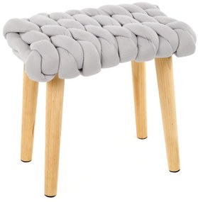 Pletená stolička s dřevěnými nohami Šedá ZENE