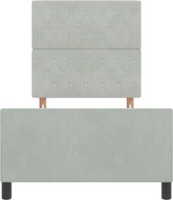 Postel s boxspringem s čelo Světle šedá 100 x 200 cm samet 3344855