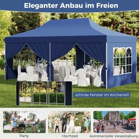 Costway Pavilon skládací pavilon s 6 odnímatelnými bočními stěnami a – modrý