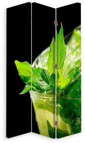 Ozdobný paraván Nápoj Mojito - 110x170 cm, třídílný, klasický paraván