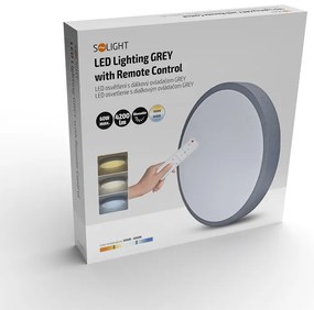 Solight LED osvětlení s dálkovým ovladačem Grey, 60W, 4200lm, 49cm, změna chromatičnosti, stmívatelné
