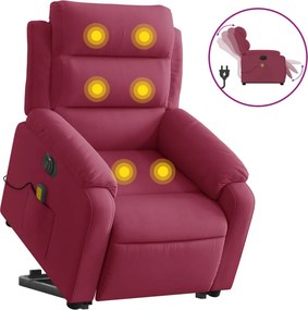 Elektrické zvedací masážní polohovací křeslo vínové samet 3205130