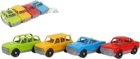 TEDDIES Sada autíček 4 ks / Auto na volný chod / Plast / V síťce / 18m