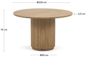 Kulatý jídelní stůl z mangového dřeva v přírodní barvě ø 120 cm Licia – Kave Home