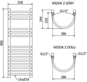 Mexen Eros, elektrické topné těleso 900 x 318 mm, 300 W, černá, W112-0900-318-2300-70