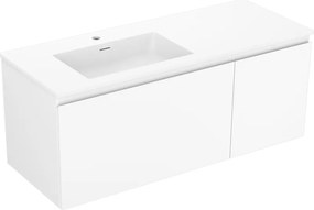 Mexen Orio, koupelnová skříňka 120 cm s levým umyvadlem Otis, 1S, 1D, bílá matná, 91A13-12047-3-BBFF01-W18L01