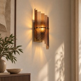 Designová nástěnná lampa tmavě bronzová s jantarovým sklem - Versailles
