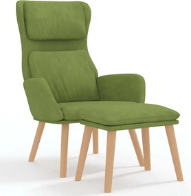 Relaxační křeslo se stoličkou světle zelené samet 3097823