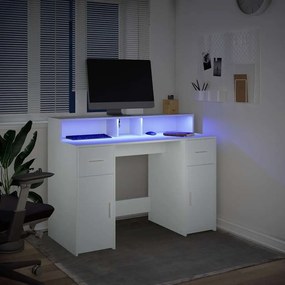 Psací stůl s LED světly bílý 120 x 55 x 91 cm kompozitní dřevo 3309411