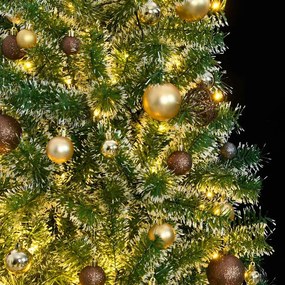 Umělý vánoční stromek s 300 LED a sadou koulí zasněžený 240 cm 3210127