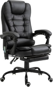 Ergonomická kancelářská židle Vinsetto s masážní funkcí, sklápěcí funkce, výškově nastavitelná otočná židle s dálkovým ovládáním a boční kapsou, černá