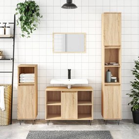 3dílný set koupelnového nábytku dub sonoma kompozitní dřevo,  3190302